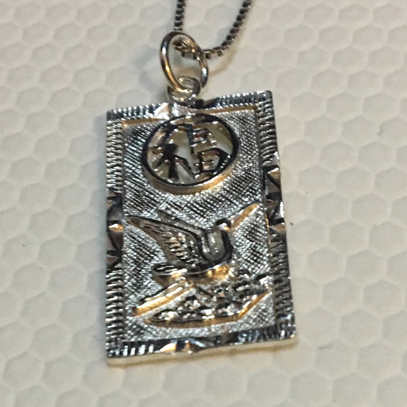3 Royal Dazzy | Jewelry | Silver Chinese Crane Rectangular Pendant ...